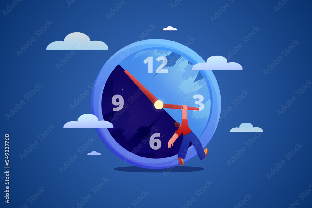 Clock time. Routine changes. Day and night cycles. Summer morning and ...