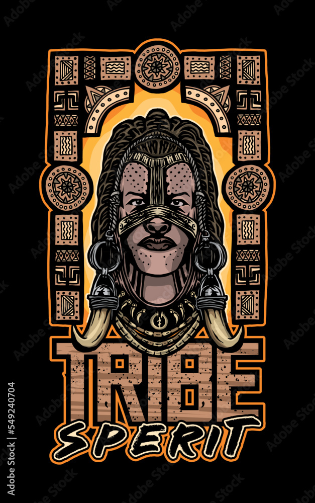 Tribe Spirit - Black male, tribal maya aborigen - T-Shirt design ...