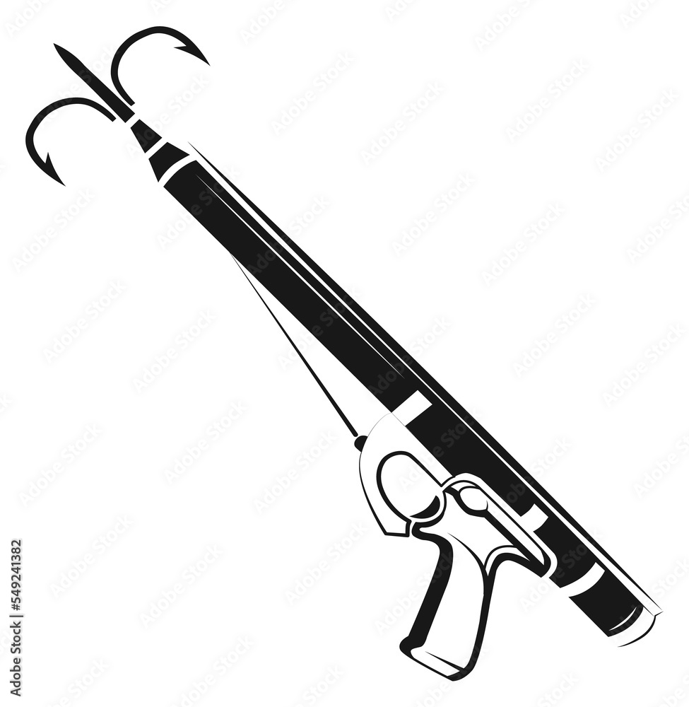 Harpoon gun icon. Black hunting weapon symbol Stock Illustration ...