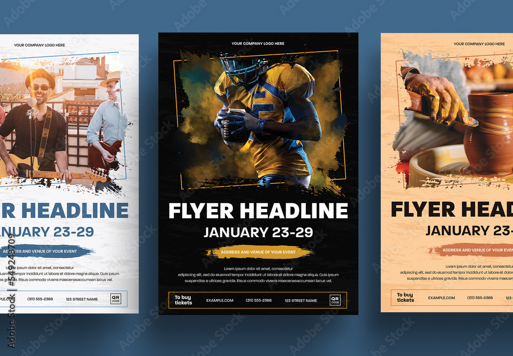 Universal flyer layout with grunge elements for various events Stock ...