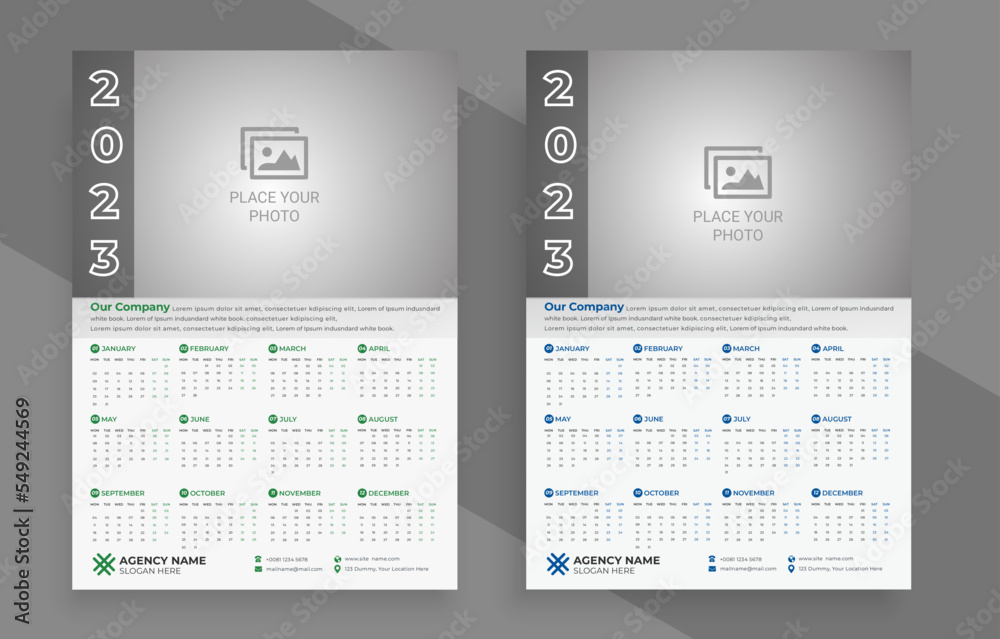 2023 Wall Calendar design, Cover Calendar, 12 months templates. The ...