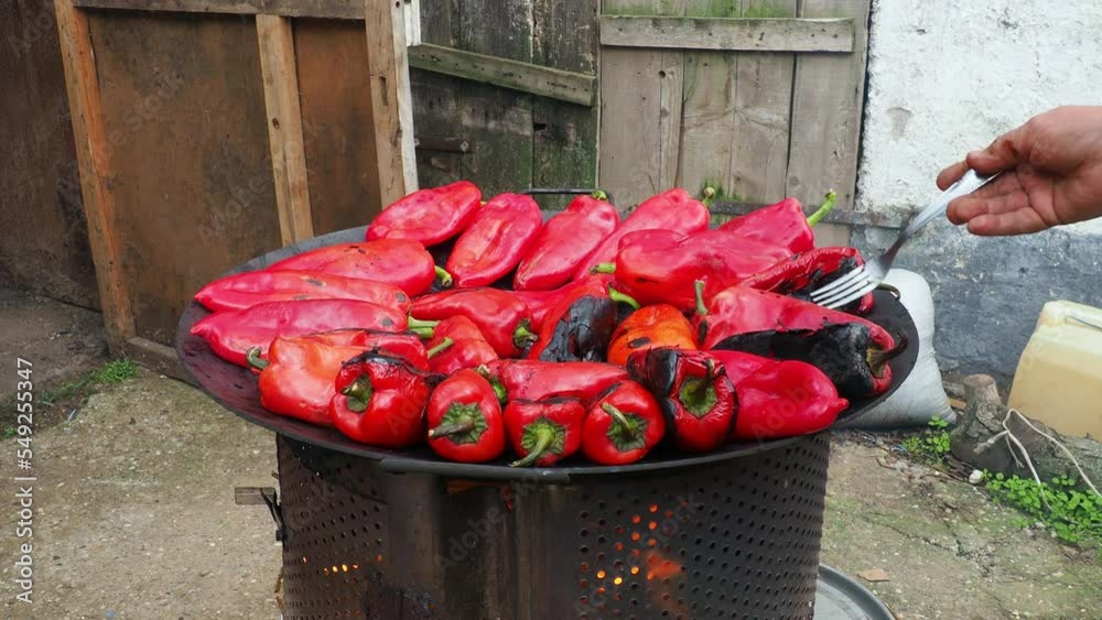 Roasting red peppers for a smoky flavor and quick peeling. Thermal ...