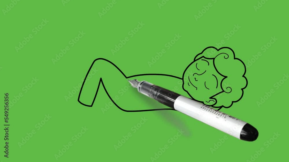 Vidéo Stock Draw little boy lay down straight keeping both arms under ...