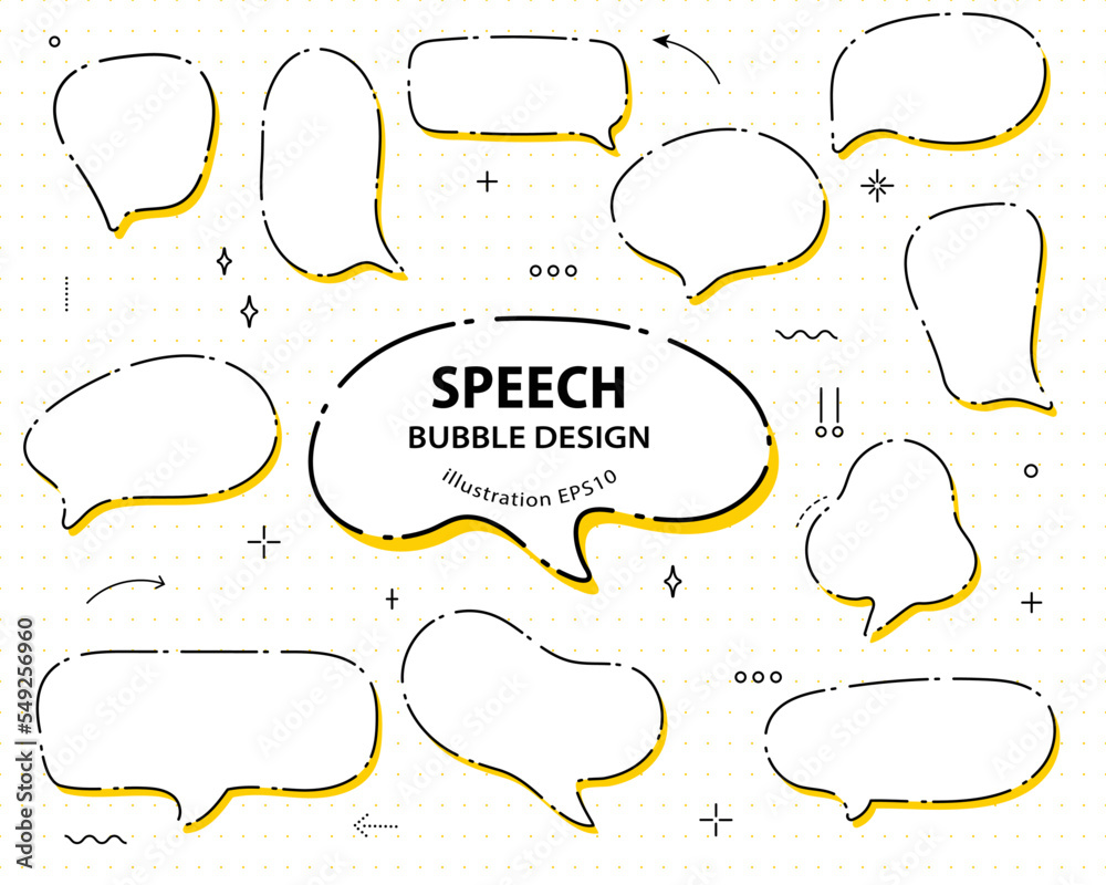 Set hand drawn speech bubbles. empty text box different shapes balloons ...