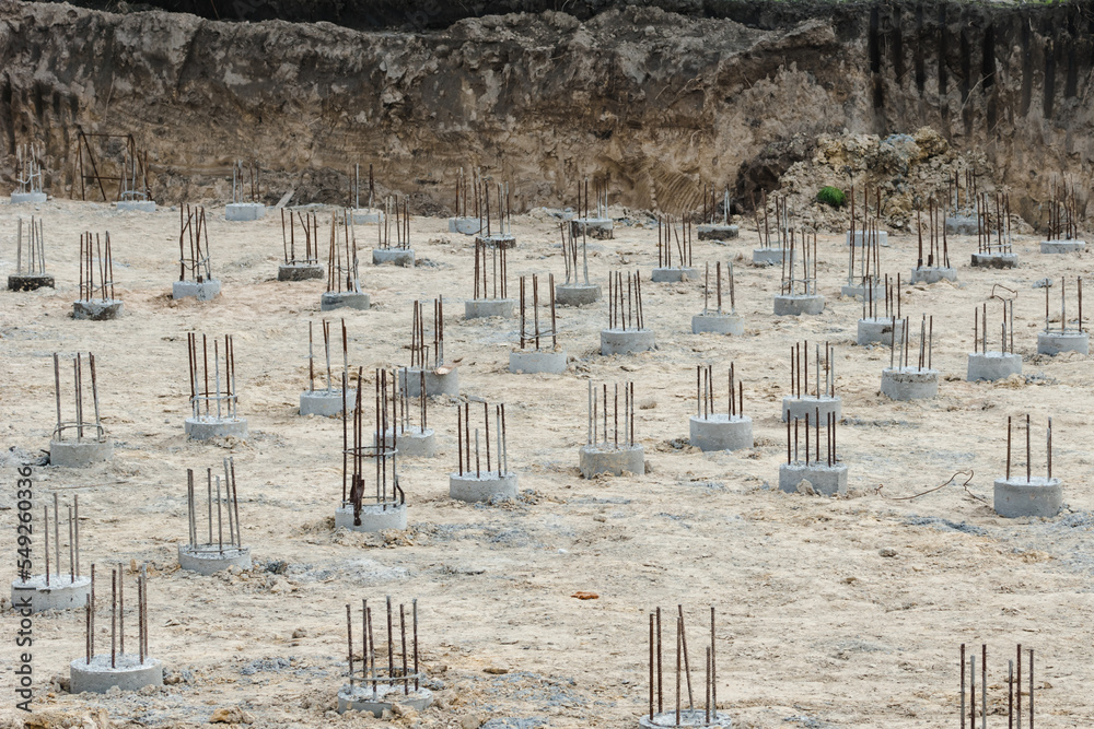 Monolithic foundation with metal reinforcement. Concrete Pile ...