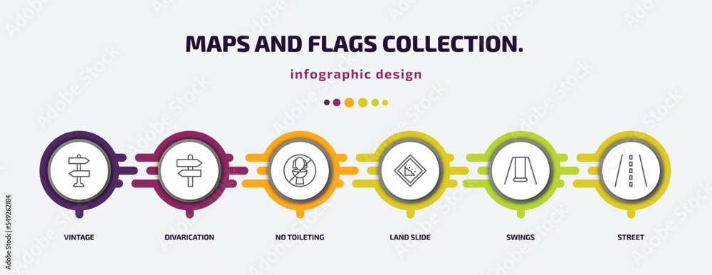 maps and flags collection. infographic template with icons and 6 step ...