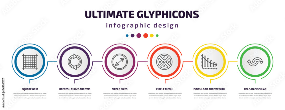 ultimate glyphicons infographic template with icons and 6 step or ...