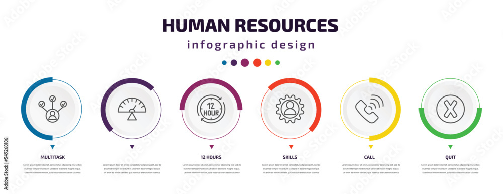 human resources infographic element with icons and 6 step or option ...