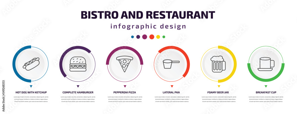 Vetor de bistro and restaurant infographic element with icons and 6 ...