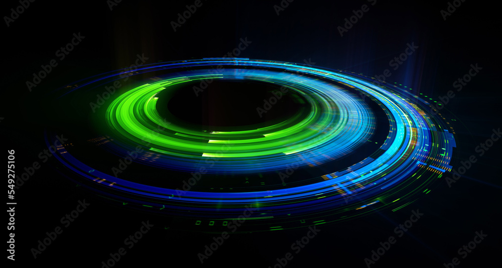 Glow swirl light effect. Circular lens flare. Abstract rotational lines ...
