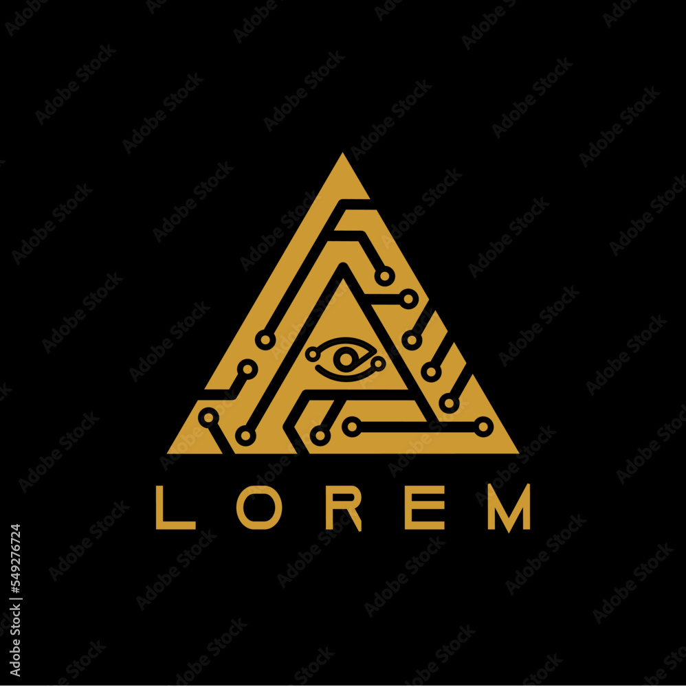 Digital golden pyramid with eye logo. Masonic Symbol Stock Vector ...