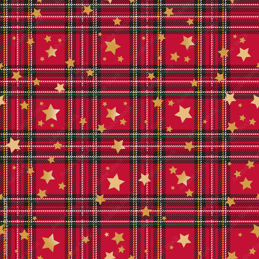 Tartan pattern with stars. Scottish checkered background. Traditional ...