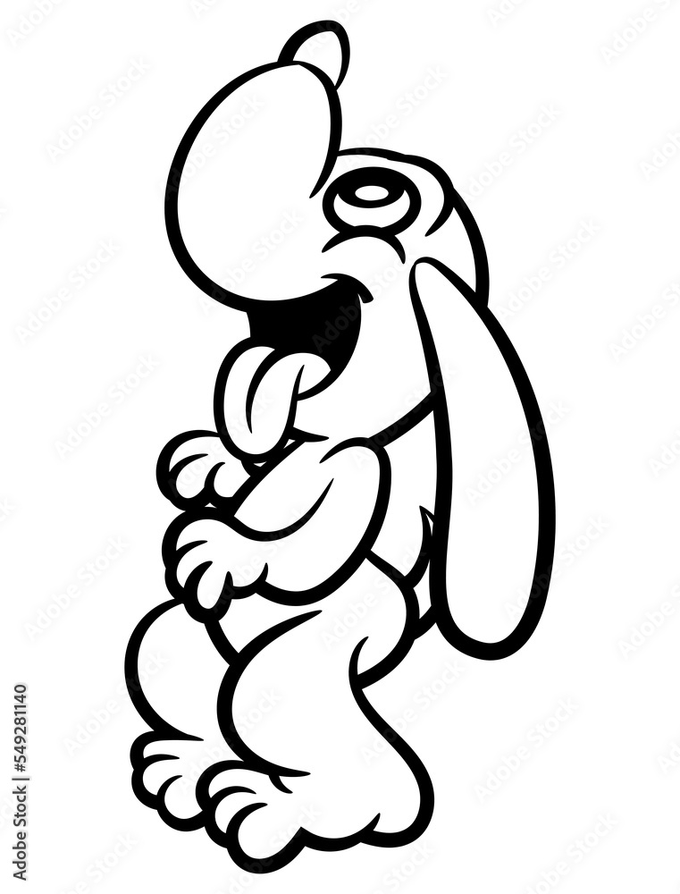 Cartoon illustration of little dog standing and sticking out tongue ...