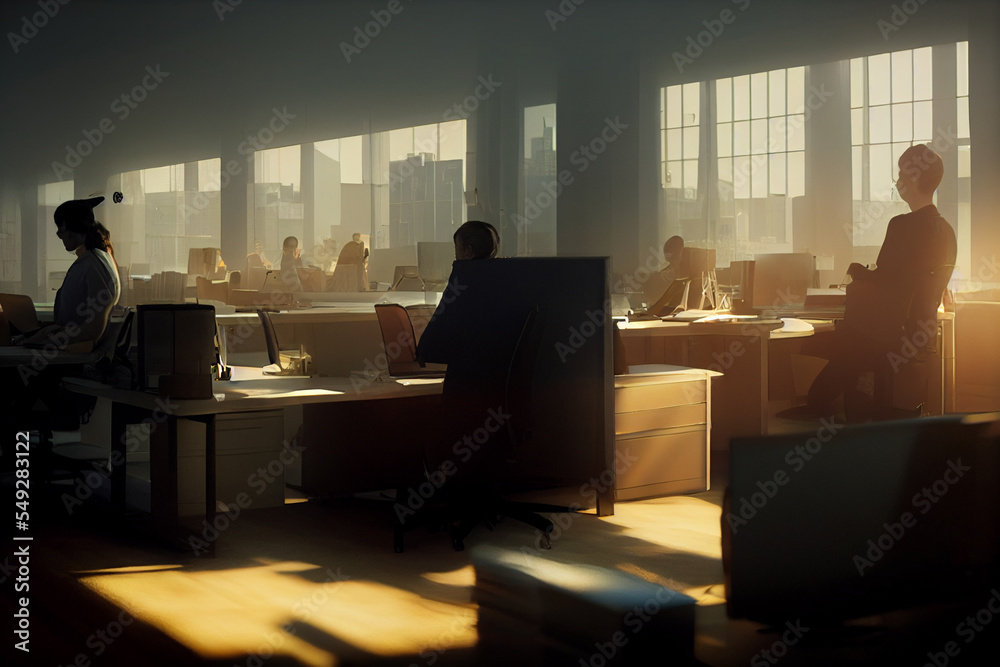 Office workers, business people, work. Illustration of the working day ...