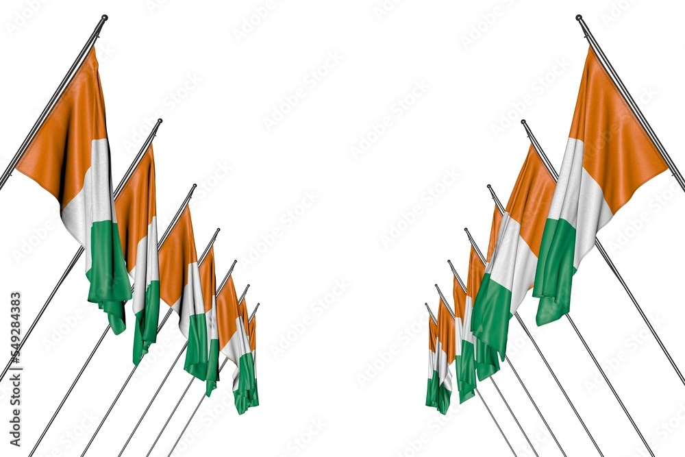 cute labor day flag 3d illustration. - many Cote d Ivoire flags hanging ...