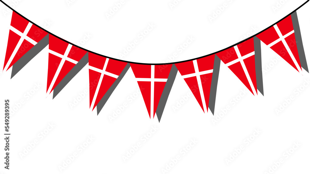 Poster Banderines de Dinamarca en forma de triangulo isosceles rojos ...