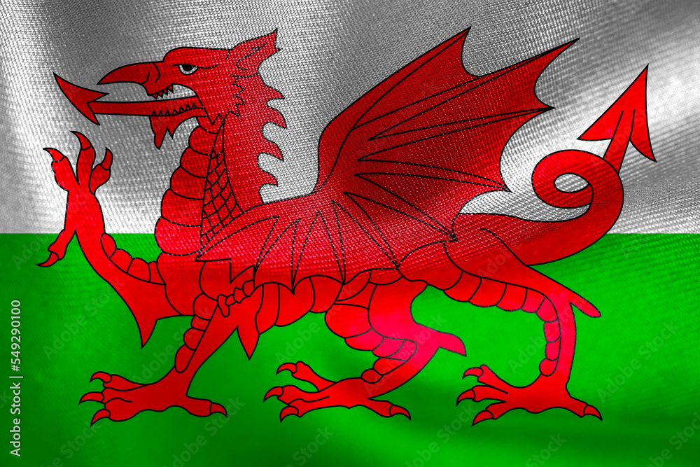 National flag Wales, Wales flag, fabric flag Wales, 3D work and 3D ...
