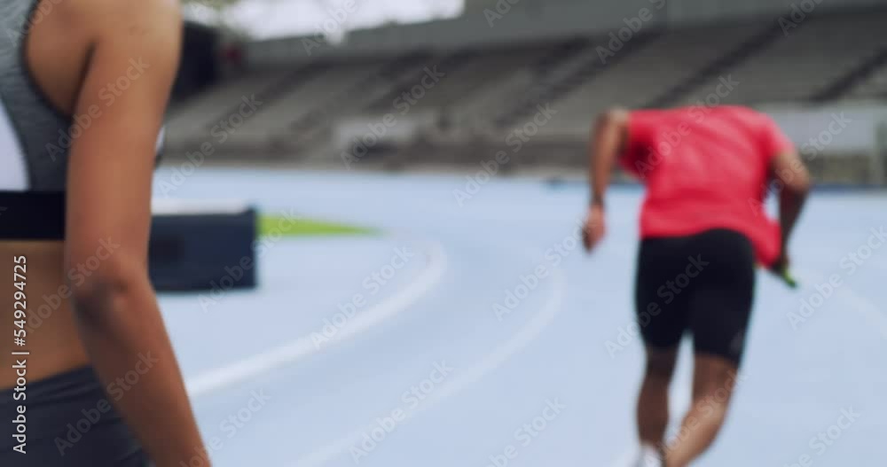 Team, running and relay sports fitness, cardio training and runner ...