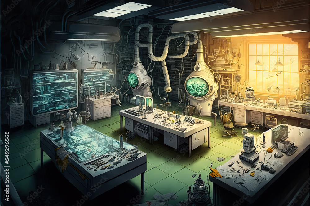 Digital concept art featuring an alien research facility in Area 51 ...