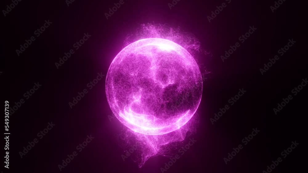 Pink Glowing Star Core In Space. Energy Shiny Star Ball Moving ...