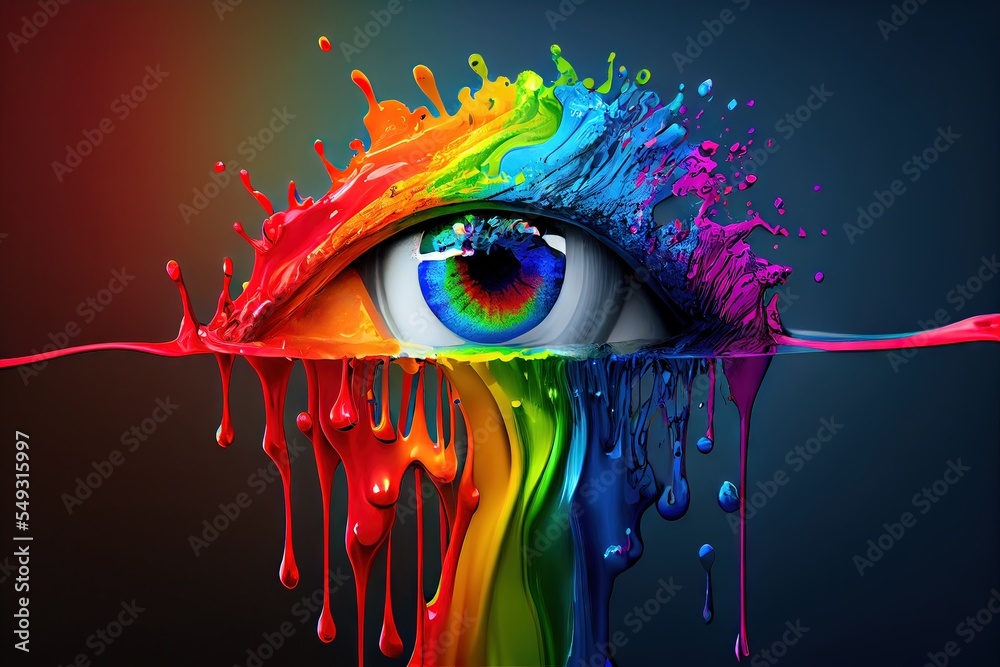 Stockillustratie Computer-generated image of a colorful rainbow-colored ...