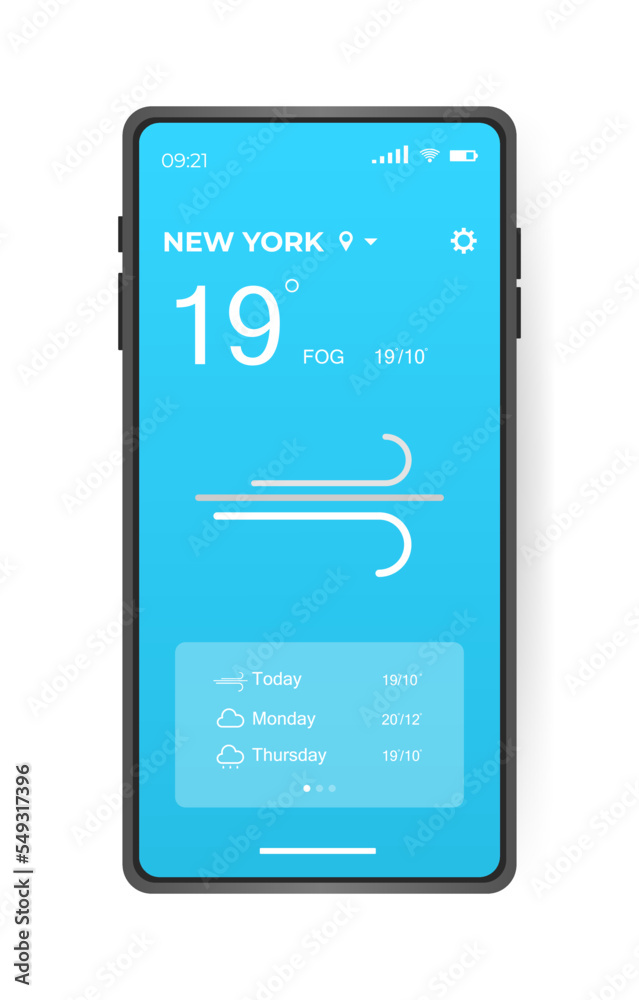Mobile weather app interface design. GUI elements for weather forecast ... Mobile weather app interface design. GUI elements for weather forecast ...