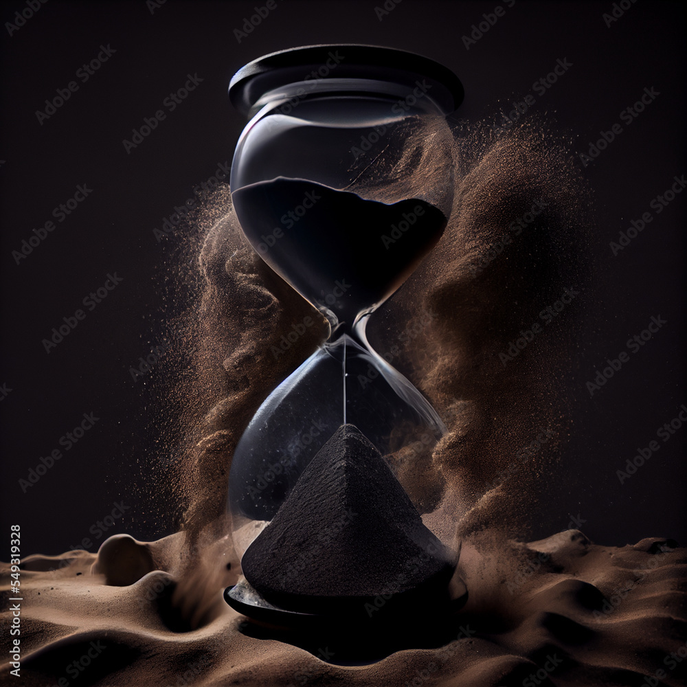 Vantablack Hourglass sand timer - sand dissolving black smoke Stock ...