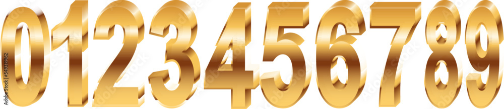 numbers from 0 to 9. Collection of voluminous inflated numbers from ...