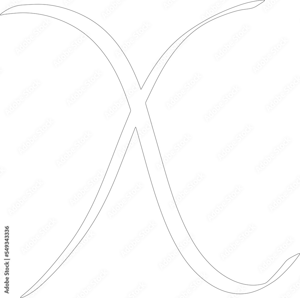 Black Outline White Calligraphy Alphabet Letter X, Cursive X Stock ...