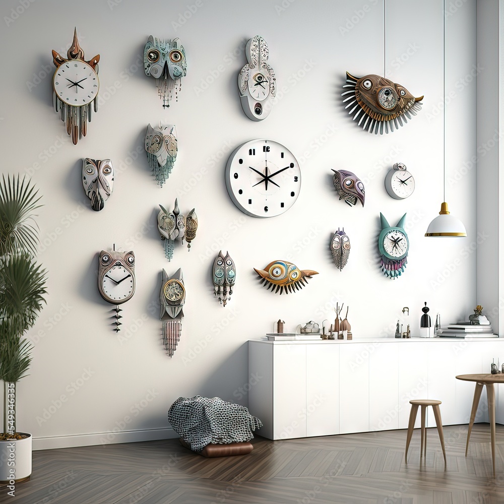 Clocks in the wall for decoration of a gallery, remembering how time ...