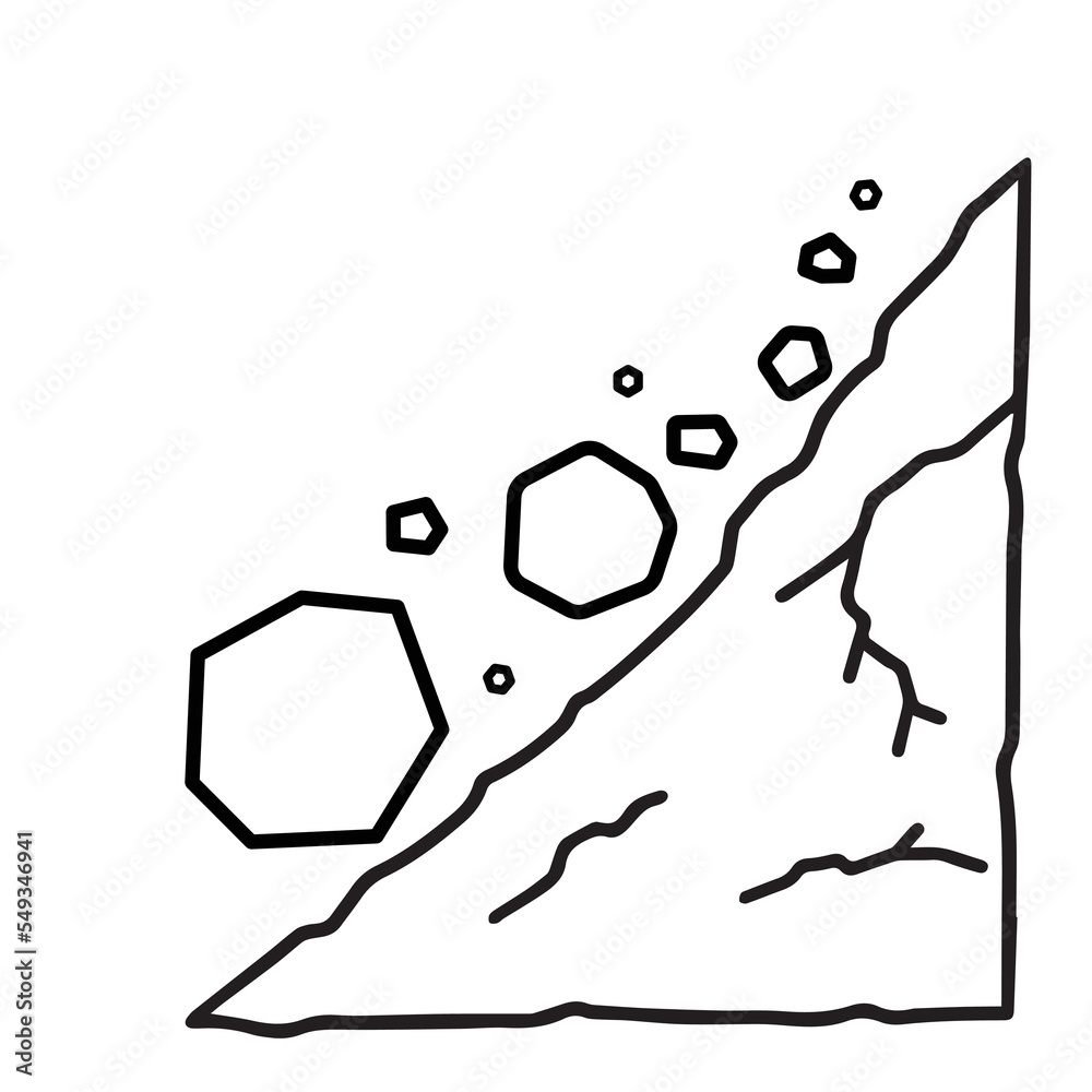 Landslide vector illustration drawing isolated on plain white ...