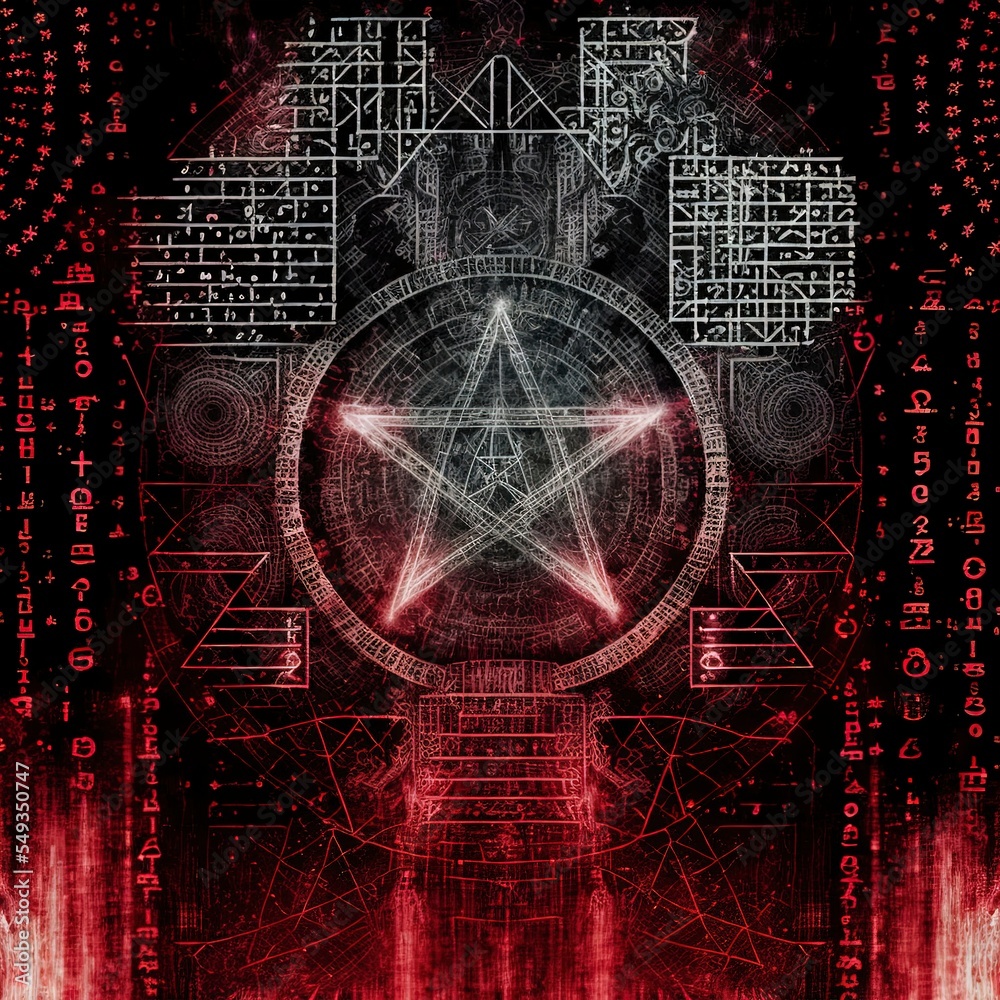 sacred geometry of the devil satan inside hell Stock Illustration ...