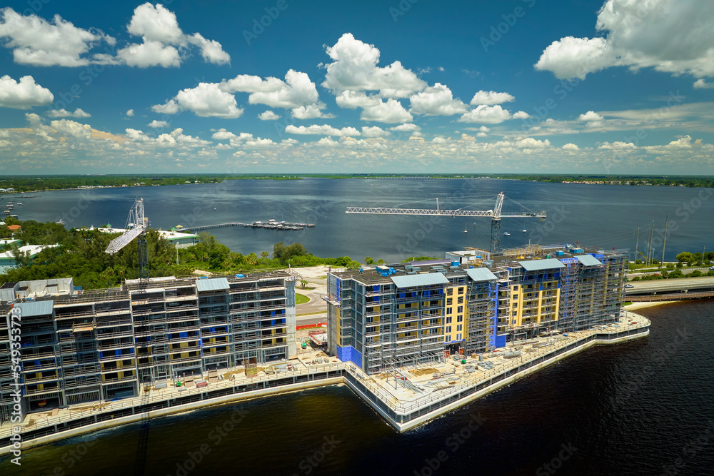 Tower cranes and frame structure of high residential apartment ...