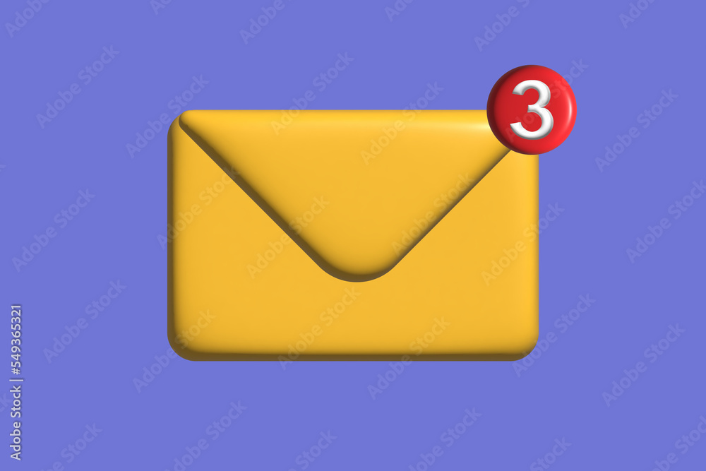 3D E-mail icon with magnifying glass mail logo. 3d render illustration ...