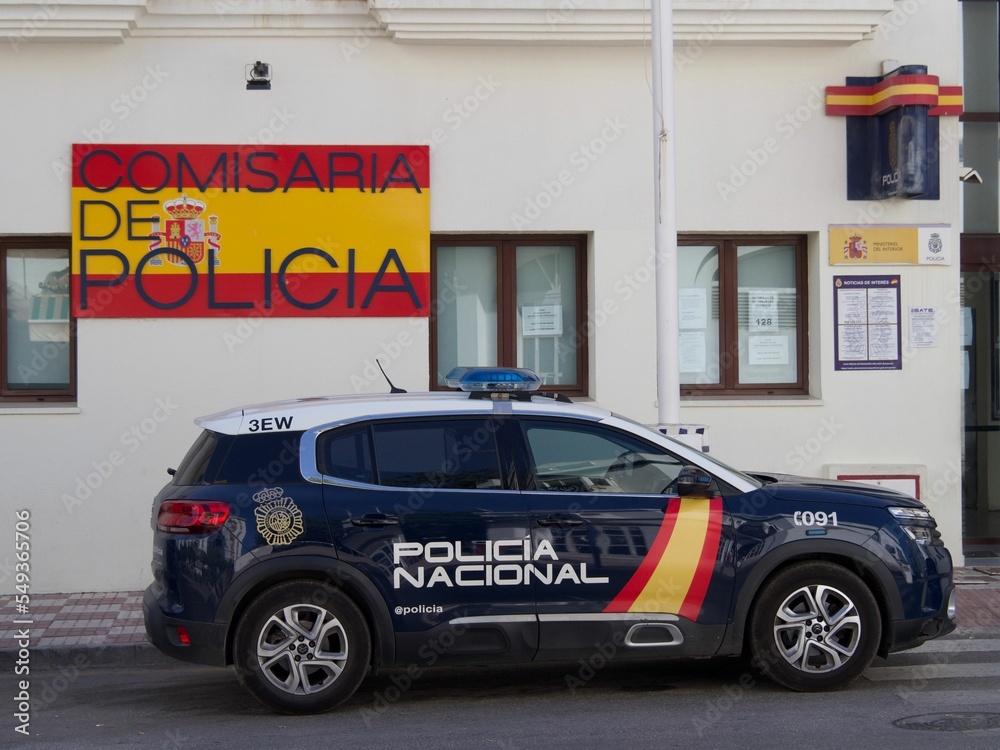Police car parked near a police station from the national police of ...