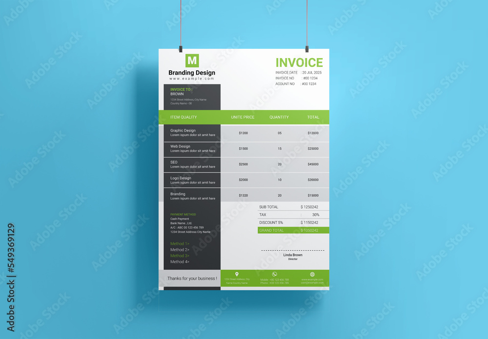 Invoice Design Template Layout Stock Template | Adobe Stock