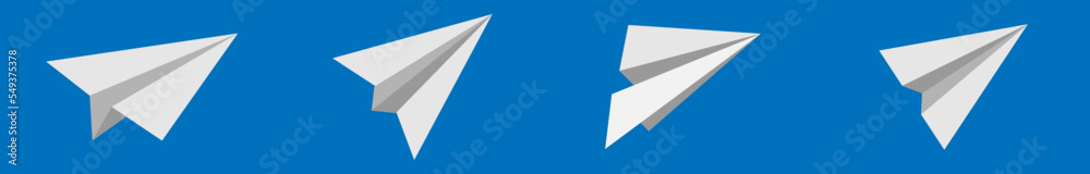 Set of flying paper airplane with different angle. Vector set of ...