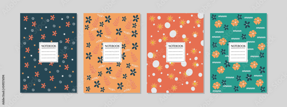 hand drawn floral pattern book covers set. beautiful and cute design ...