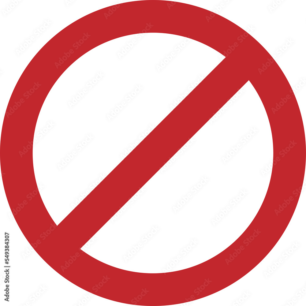 Big dark red do not round circle crossed sign, don't doing something ...