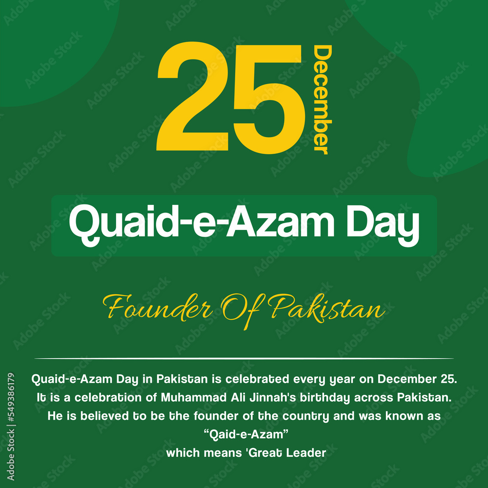 25 December - Quaid-e-Azam Day - Founder of Pakistan Stock Vector ...