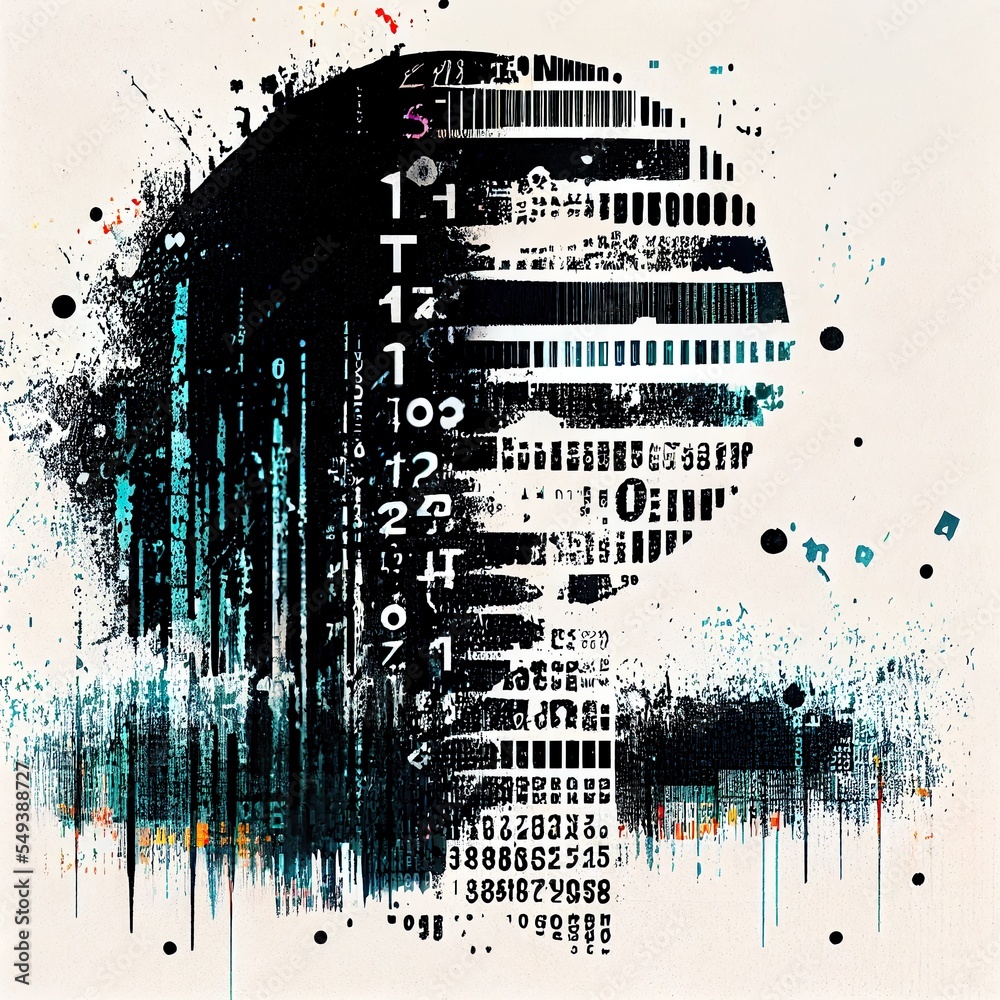 Foto de wide format binary code illustration, a black and white photo ...