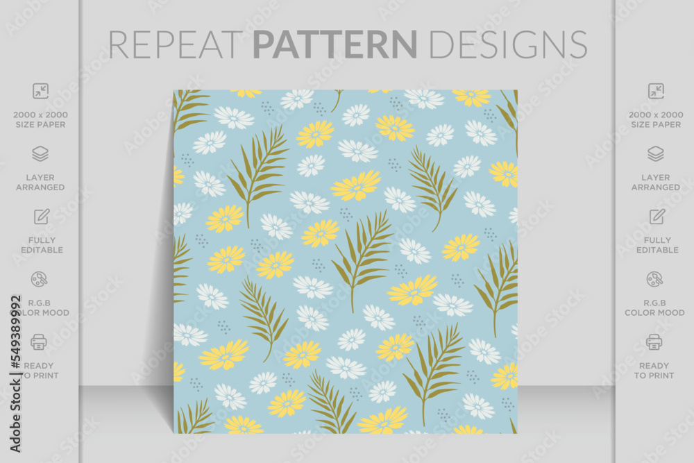 Seamless leaves wallpaper pattern on background. Design for wrappers ...