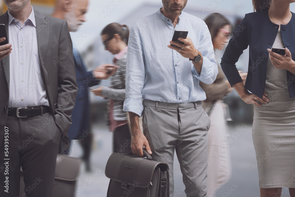 Crowd of people using smartphones Stock Photo | Adobe Stock