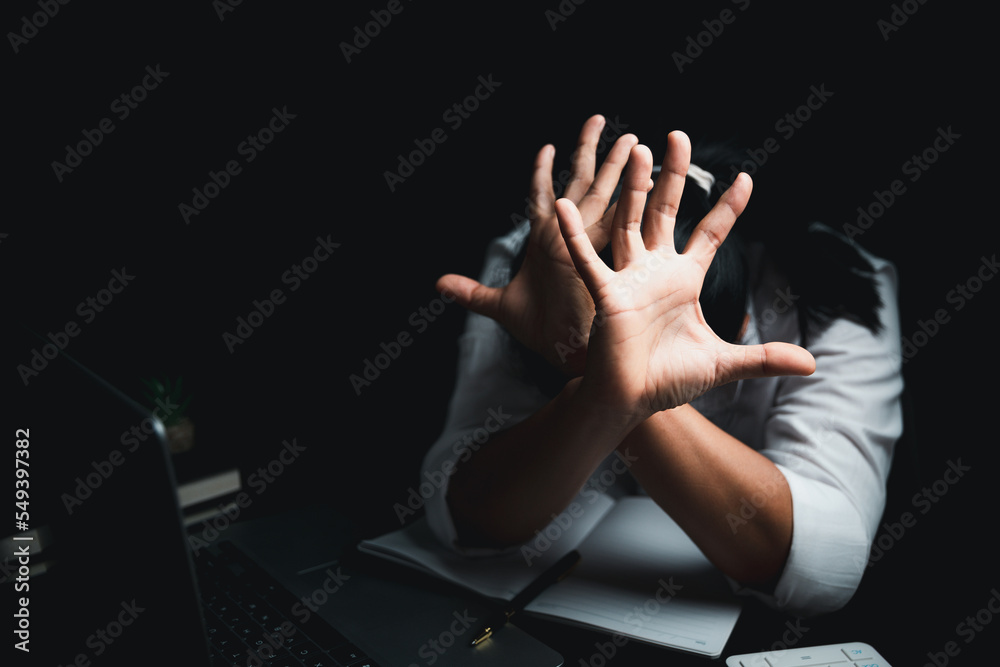 Stop harassment violence in workplace concept. Boss or employer ...