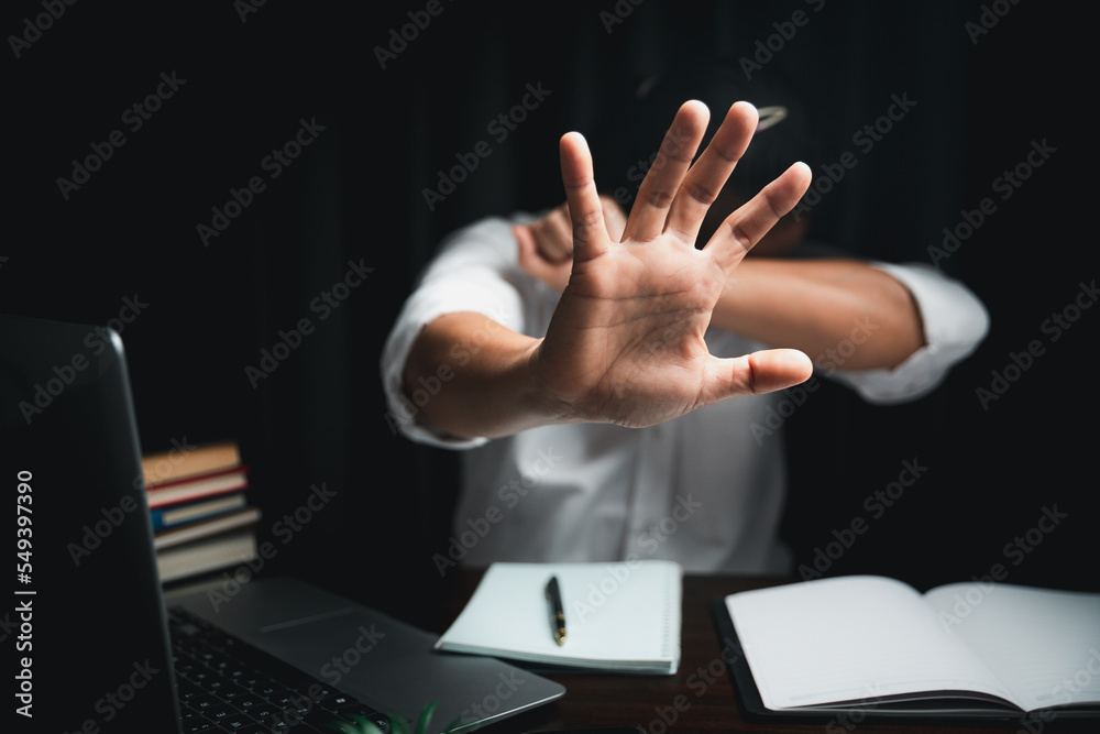 Stop harassment violence in workplace concept. Boss or employer ...