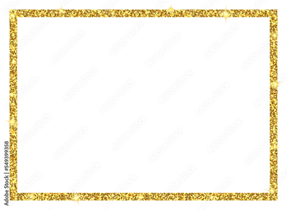 rectangle gold glitter frame isolated on transparent background illustration, PNG, clip art ...