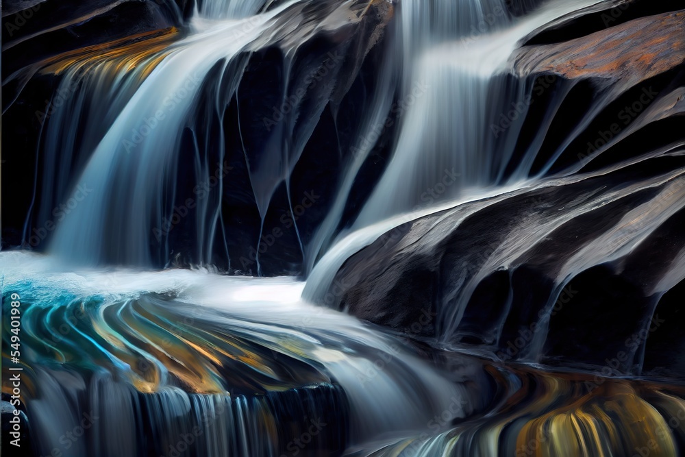 abstract water patterns on waterfall, a close-up of a planet ...