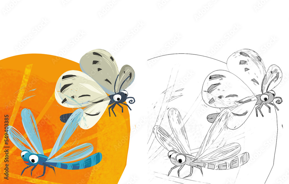 cartoon scene funny bug insect flying illustration Stock Illustration ...