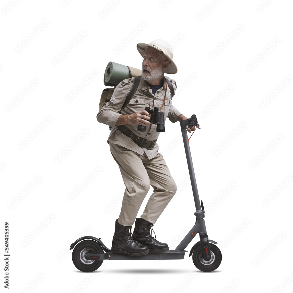 PNG file no background Scared explorer on electric scooter being chased ...