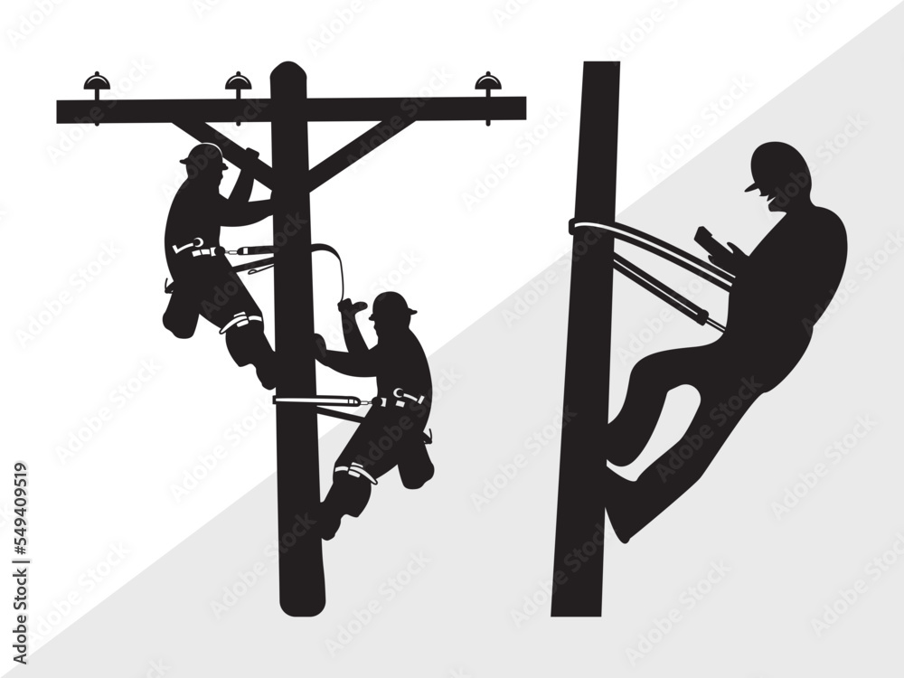 Lineman Silhouette, Electrician Svg, Line worker Svg, Power Lineman Svg ...